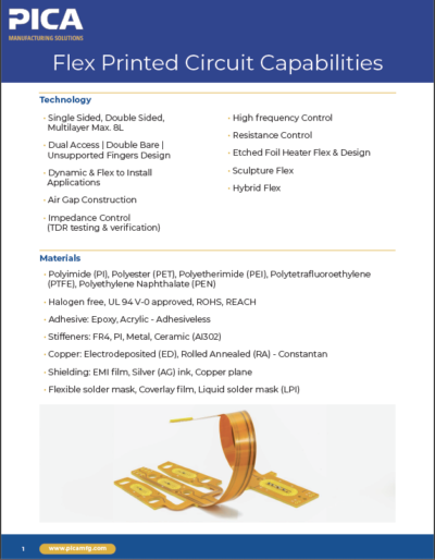 PICA Manufacturing Solutions Capabilities Sheets - PICA Manufacturing Solutions