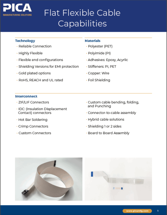 PICA Manufacturing Solutions Flat Flex Cable (FFC) Capabilities Download - PICA Manufacturing ...